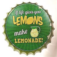 China Round Promotional Bottle Top Cap Shape Metal Poster, Tin Beer Sign With 3D for sale