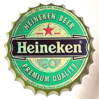 China Round Promotional Bottle Top Cap Shape Metal Poster, Tin Beer Sign With 3D for sale