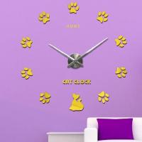 China Cute Cat Claw Wall Art Clock 3D Large Vintage Style Wall Clocks for sale