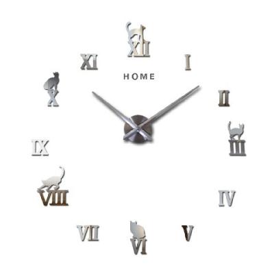China Frameless Large Roman Numerals Wall Stickers Clocks Decorative Wall Clocks For Living Room for sale