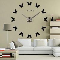 China Romantic Butterfly Large Elegant Wall Clocks Decor Mirror Wall Stickers Modern Wall Clock for sale