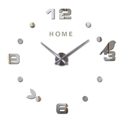 China Arabic Digital Birds Mirror Decor Wall Art Clock Stickers Large Elegant Wall Clock for sale