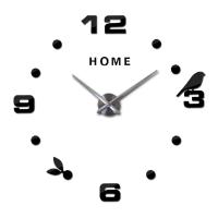 China Arabic Digital Birds Mirror Decor Wall Art Clock Stickers Large Elegant Wall Clock for sale