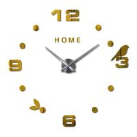 China Arabic Digital Birds Mirror Decor Wall Art Clock Stickers Large Elegant Wall Clock for sale