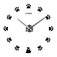 China 3D Diy Cute Cat Claws Modern Unique Wall Clocks Decor reloj de pared Sticker Living Room Modern Wall Clock for sale