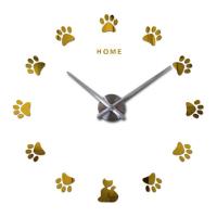 China 3D Diy Cute Cat Claws Modern Unique Wall Clocks Decor reloj de pared Sticker Living Room Modern Wall Clock for sale