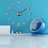 China 3D Diy Cute Cat Claws Modern Unique Wall Clocks Decor reloj de pared Sticker Living Room Modern Wall Clock for sale