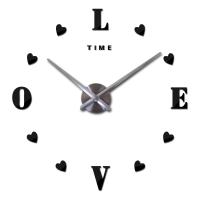 China Love Letter Self-adhensive Wall Stickers Unique Modern Wall Clocks Acrylic Mirror Custom Wall Clock for sale