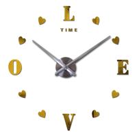China Love Letter Self-adhensive Wall Stickers Unique Modern Wall Clocks Acrylic Mirror Custom Wall Clock for sale