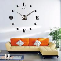 China Love Letter Self-adhensive Wall Stickers Unique Modern Wall Clocks Acrylic Mirror Custom Wall Clock for sale
