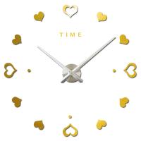 China Love Heart Self-adhensive Large Hanging Wall Clocks Modern Unique Wall Clocks Gift Big Mirror Wall Clock for sale