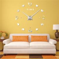 China Love Heart Self-adhensive Large Hanging Wall Clocks Modern Unique Wall Clocks Gift Big Mirror Wall Clock for sale