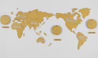 China Worldmap Wooden Wall Clock Creative Large Hanging Wall Clocks for sale