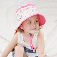 China Kids Wide Brim Bucket Hat UPF 50 Sun Protection 43cm Lightweight Cotton Unisex for sale