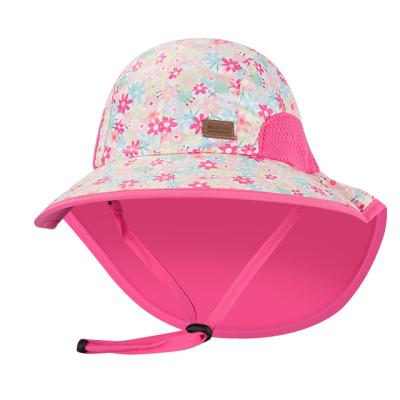 China Kids Wide Brim Bucket Hat UPF 50 Sun Protection 43cm Lightweight Cotton Unisex for sale