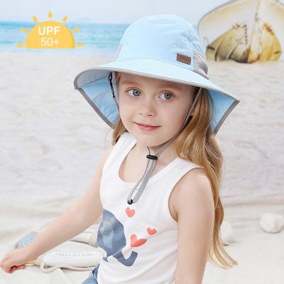 China Toddler Neck Flap Bucket Hat UPF 50+ 100% Polyester Size 43cm-55cm for sale