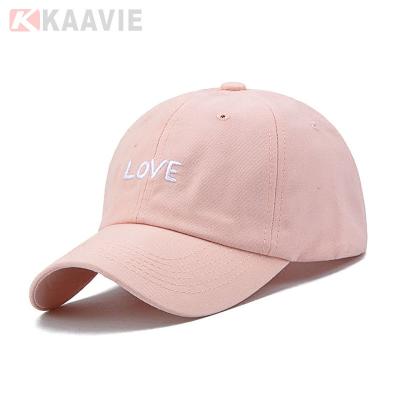 China 100% Cotton 5 Panel Baseball Cap Curved Brim Pink Sports Cap 58cm for sale
