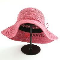 China Custom Raffia Women Straw Sun Hat Floppy Beach Shade 58cm OEM ODM Pantone Color for sale