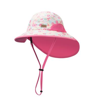 China 100% Cotton UPF 50+ Sun Protection Hat 58cm Kids Outdoor Beach Cap for sale