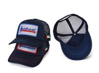 China 100% Polyester Mesh Trucker Caps With Velcro Patch Curved Brim for sale