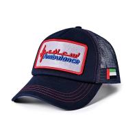 China 100% Polyester Mesh Trucker Caps With Velcro Patch Curved Brim for sale