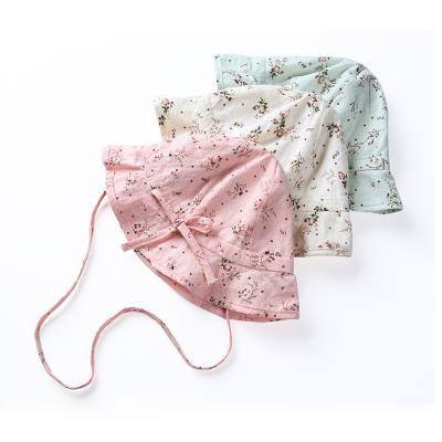China Eco Friendly Dyed Childrens Bucket Hat 45cm Cotton Fabric SGS Approved Baby Sun Hat for sale