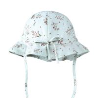 China Eco Friendly Dyed Childrens Bucket Hat 45cm Cotton Fabric SGS Approved Baby Sun Hat for sale