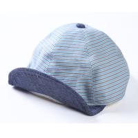China Custom Striped Flip Up Brim Childrens Baseball Cap Cotton 5cm Visor for sale
