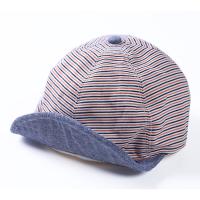 China Custom Striped Flip Up Brim Childrens Baseball Cap Cotton 5cm Visor for sale