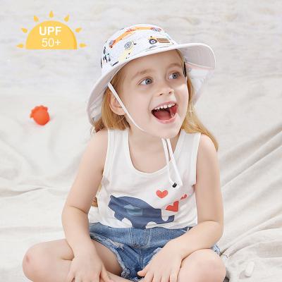 China Pantone Color Childrens Bucket Hats 48cm Striped Flip Up Brim Custom Kids Baseball Cap for sale