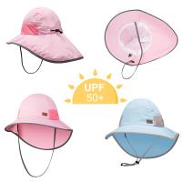China OEM ODM Outdoor Kids Bucket Hats 45cm 100% Polyester Breathable Sun Flap Cap for sale
