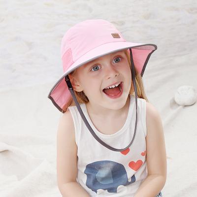 China OEM ODM Outdoor Kids Bucket Hats 45cm 100% Polyester Breathable Sun Flap Cap for sale