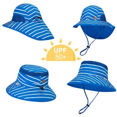 China UV Resistant 50+ UPF Wide Brim Children Sun Hat with Neck Flap 43cm 55cm for sale