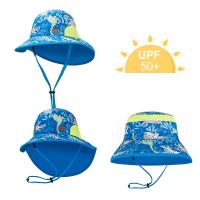 China Kids UPF50+ Sun Hat with Neck Flap Wide Brim 43cm 100% Cotton Fishing Cap for sale
