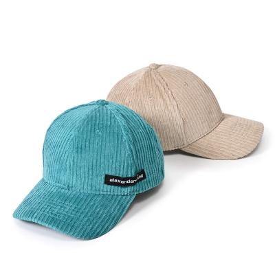 China Custom Corduroy Baseball Cap 60cm Winter Fabric Blue Color for Outdoor Sports for sale