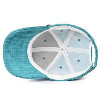 China Custom Corduroy Baseball Cap 60cm Winter Fabric Blue Color for Outdoor Sports for sale