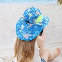 China Kids UPF50+ Sun Hat with Neck Flap Wide Brim 43cm 100% Cotton Fishing Cap for sale