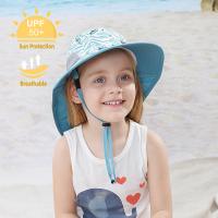China UPF 50+ Kids Bucket Hat 55cm with Neck Flap Mesh Sun Hat OEM Custom for sale