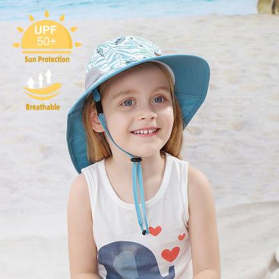 China UPF 50+ Kids Bucket Hat 55cm with Neck Flap Mesh Sun Hat OEM Custom for sale