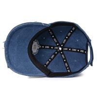 China Unisex Distressed Washed Denim Baseball Cap 58cm Embroidered Logo for sale