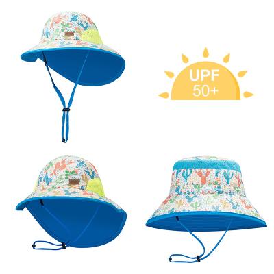 China Kids Unisex Cotton Bucket Hat with Neck Flap 43cm-55cm Summer Floral Beach Sun Cap OEM ODM for sale