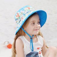 China Kids Unisex Cotton Bucket Hat with Neck Flap 43cm-55cm Summer Floral Beach Sun Cap OEM ODM for sale
