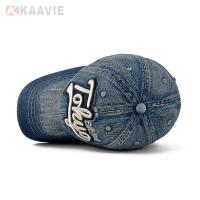 China Blue Cotton Denim Baseball Cap for Women Adjustable 58cm ODM Custom Logo for sale