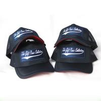 China Drak Blue Black Mesh Trucker Caps 5 Panel Embroidered Logo ODM for sale