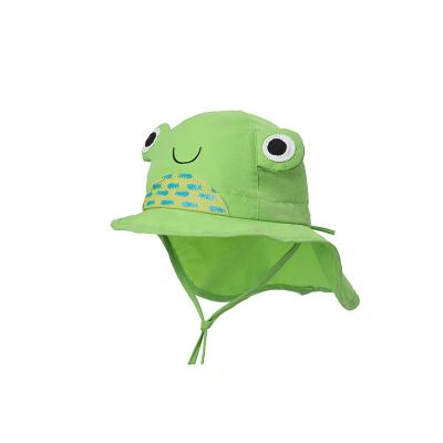 China UPF50+ Adjustable Sun Hat Wide Brim Children Summer Cotton Fisherman Hat 43-55cm for sale