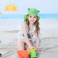 China UPF50+ Adjustable Sun Hat Wide Brim Children Summer Cotton Fisherman Hat 43-55cm for sale