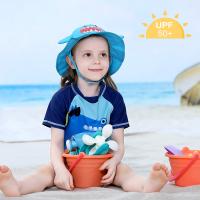 China Children Cartoon Bucket Hat UPF 50+ SGS Certified 100% Cotton Wide Brim Sun Hat for sale