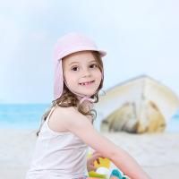 China ODM Baby Summer Neck Cover Sun Hat Cotton 43cm 55cm Ear Flap Unisex for sale