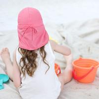 China Kids Wide Brim Beach Hat with Neck Cover UPF 50+ 100% Polyester 46cm for sale