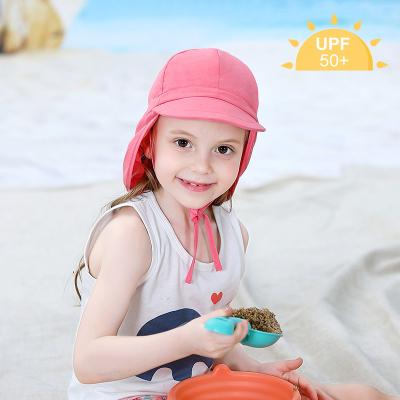 China Kids Wide Brim Beach Hat with Neck Cover UPF 50+ 100% Polyester 46cm for sale
